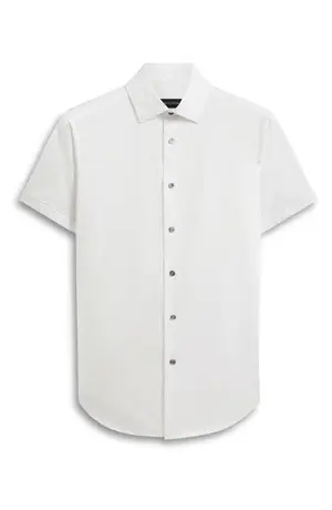 Bugatchi Miles Ooohcotton® Short Sleeve Button-up Shirt - White