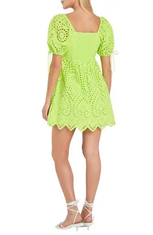 English Factory Scallop Hem Eyelet Minidress