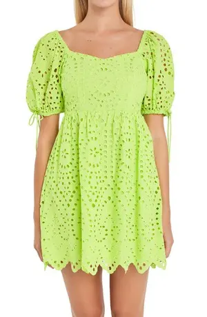 English Factory Scallop Hem Eyelet Minidress