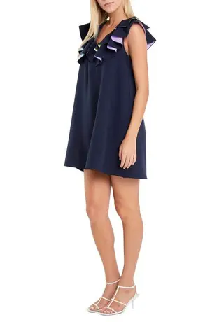English Factory Lined Ruffle Shift Dress