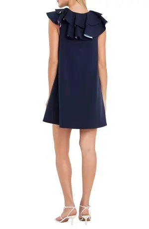 English Factory Lined Ruffle Shift Dress