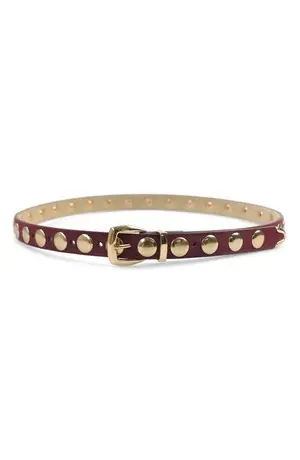 PETIT MOMENTS Disc Stud Belt - Burgundy Suede/gold
