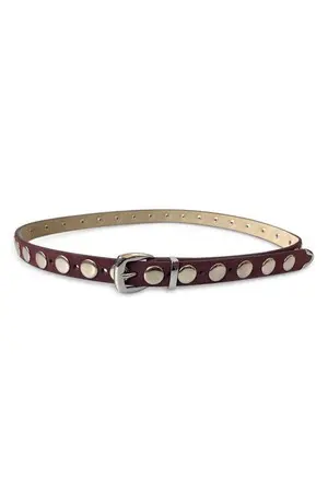 PETIT MOMENTS Disc Stud Belt - Burgundy Suede/silver