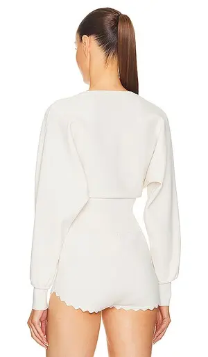 HELSA Elvira Cardigan Ribbed Knit With Scalloped Trims