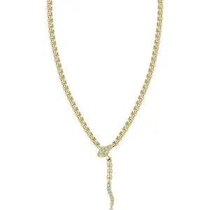 Zoe Chicco Pavé Diamond Snake Chain Necklace - Yellow Gold