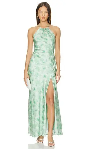 Astr The Label Elynor Ruched Satin Maxi Dress