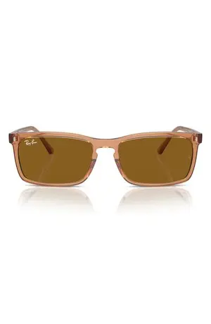 Ray-ban 59mm Rectangular Sunglasses - Transparent Brown