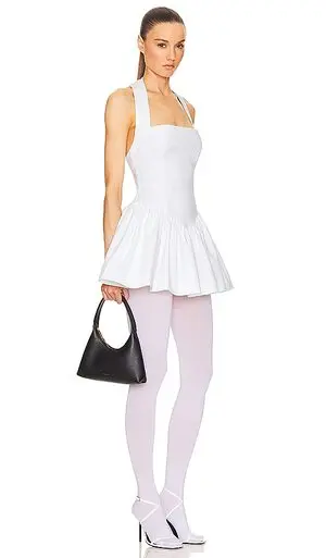 HELSA Faille Halter Mini Dress - White
