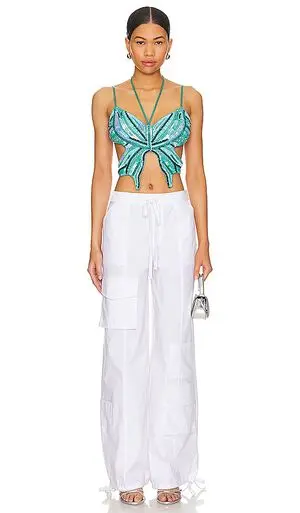 H:OURS Carola Embellished Halter Top