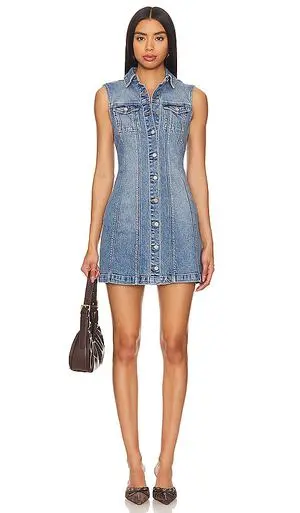 Abrand Denim Button Up Denim Shirt Dress