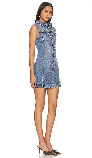 Abrand Denim Button Up Denim Shirt Dress