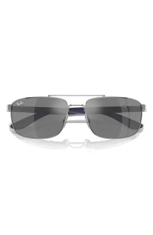 Ray-ban 60mm Rectangle Sunglasses - Silver