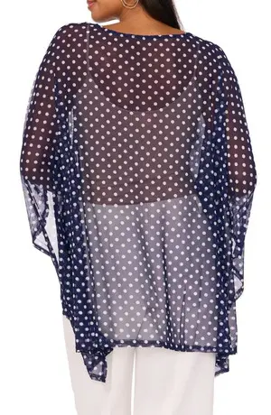 Chaus Dot High-low Tunic Top - Navy/ White