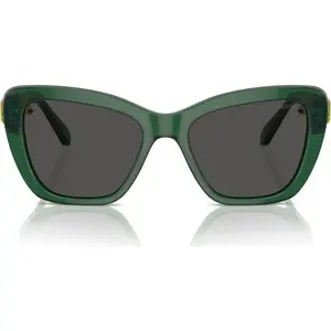 SWAROVSKI Swarovski 55mm Cat Eye Sunglasses Dark Green / Dark Grey