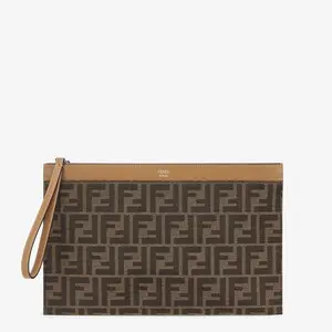 Fendi Ff Jacquard Flat Pouch - Brown