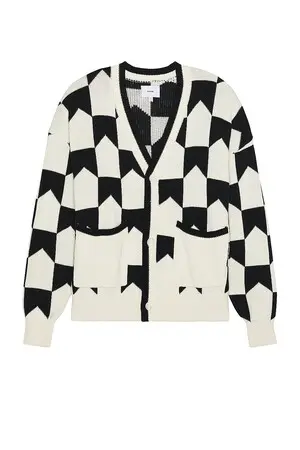 Rhude Chevron Checkered Knit Cardigan - Black & Cream