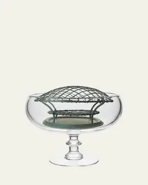 WILLIAM YEOWARD CRYSTAL Classic Footed Rose Bowl & Wire - Clear