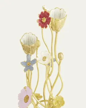 Michael Aram Wildflowers Candleholders, Set Of 2 - Gold Multi