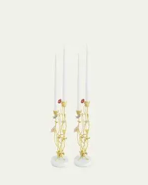 Michael Aram Wildflowers Candleholders, Set Of 2 - Gold Multi