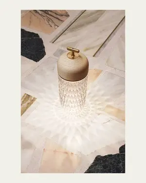 SAINT LOUIS Folia Clear Woodbrushed Brass Finish Portable Lamp