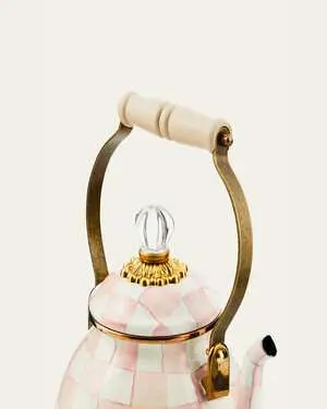 MACKENZIE-CHILDS Rosy Check Enamel Tea Kettle, 2 Quarts