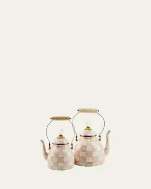 MACKENZIE-CHILDS Rosy Check Enamel Tea Kettle, 2 Quarts