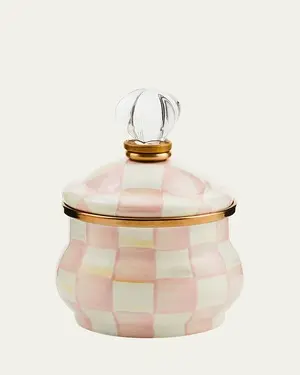 MACKENZIE-CHILDS Rosy Check Enamel Lidded Sugar Bowl - One-color
