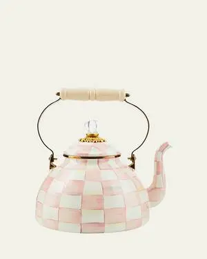 MACKENZIE-CHILDS Rosy Check Enamel Tea Kettle, 3qt - One-color