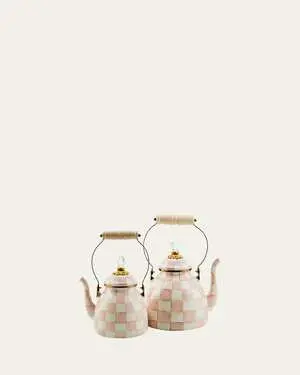 MACKENZIE-CHILDS Rosy Check Enamel Tea Kettle, 3qt