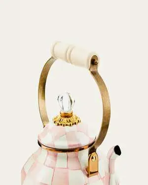 MACKENZIE-CHILDS Rosy Check Enamel Tea Kettle, 3qt