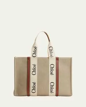 Chloé Woody Large Tote Bag - White/brown