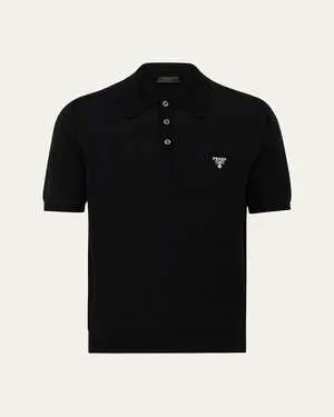 Prada Wool Logo Polo - Nero