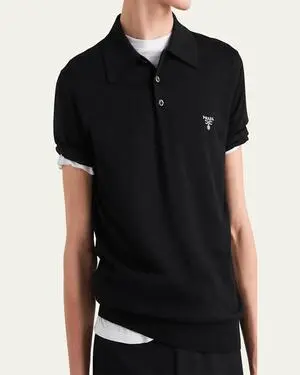 Prada Wool Logo Polo - Nero