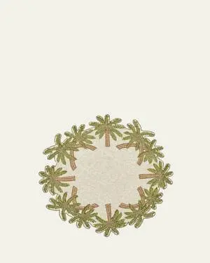KIM SEYBERT Oasis Beaded Placemat - Ivory/green/gold