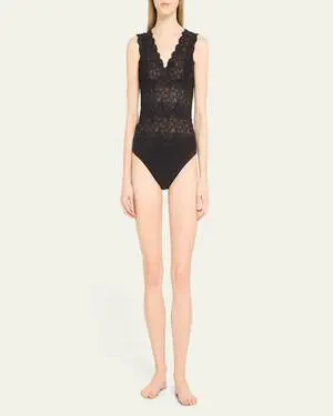 Natori Floral Lace Tank - Black