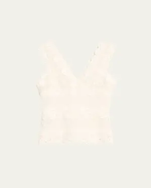 Natori Josie Natori Floral Lace Tank Warm White