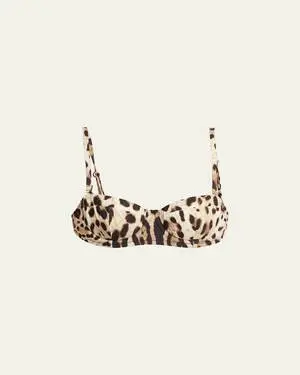 Dolce & Gabbana Leopard Soft Padded Underwire Balconette Bikini Top - Leo