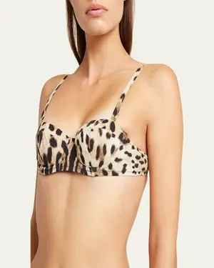 Dolce & Gabbana Leopard Soft Padded Underwire Balconette Bikini Top