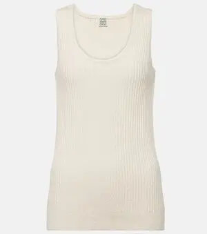 TOTEME Ribbed-knit Cotton-blend Tank Top - White