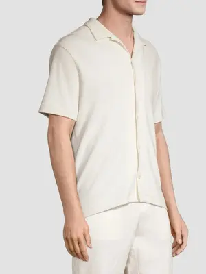 Vince Bouclé Button-front Camp Shirt - Bone