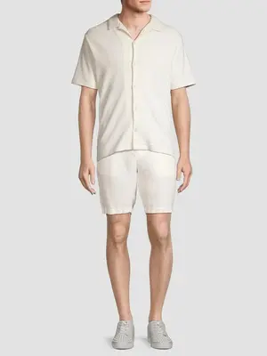 Vince Bouclé Button-front Camp Shirt - Bone