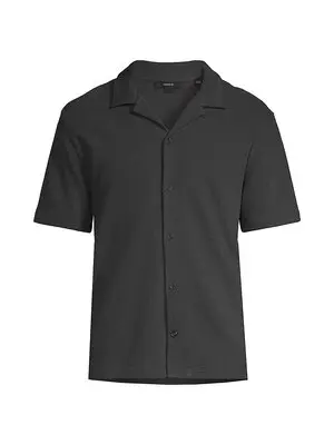 Vince Bouclé Button-front Camp Shirt Soft Black