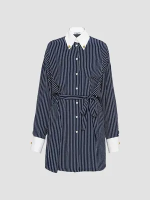 Prada Marocain Shirt Dress Blue