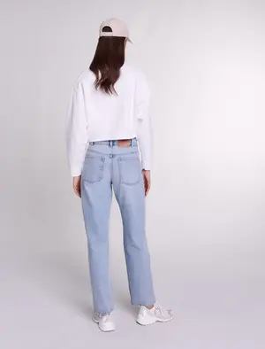 Maje Cropped Sweatshirt With "paris" Appliqu