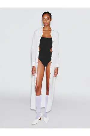 Rosetta Getty Ruched Cutout Tie One Piece Swimsuit - Black