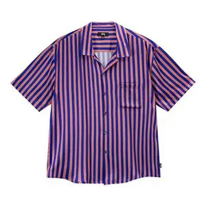 StÜssy Striped Silk Shirt 'blue