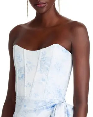 V. CHAPMAN June Corset Wrap Tie Dress - Blue Tapestry Rose