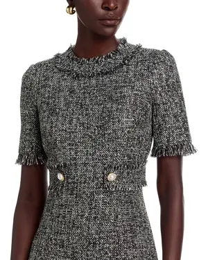 Rickie Freeman For Teri Jon Boucle Tweed Dress - Black White