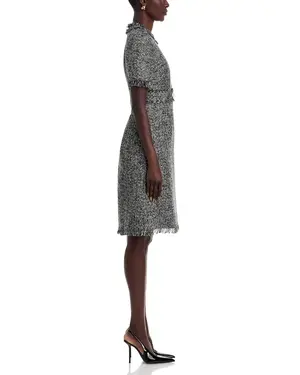 Rickie Freeman For Teri Jon Boucle Tweed Dress - Black White