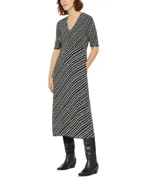 Whistles Diagonal Ripple Shirred Dress